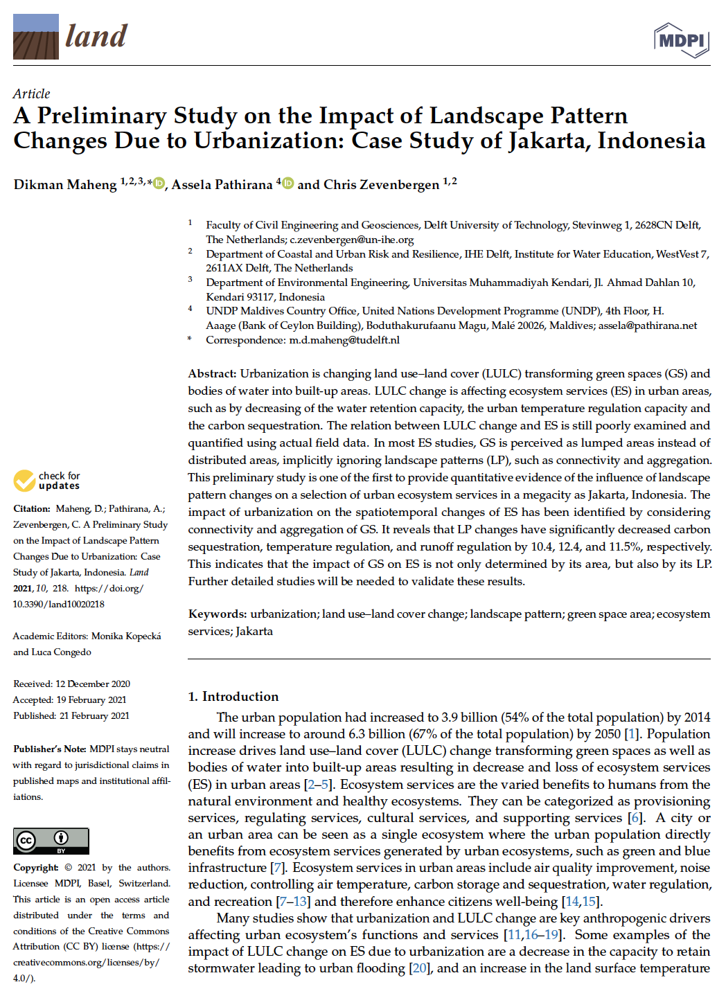 A preliminary study on the impact of landscape pattern changes due to ...
