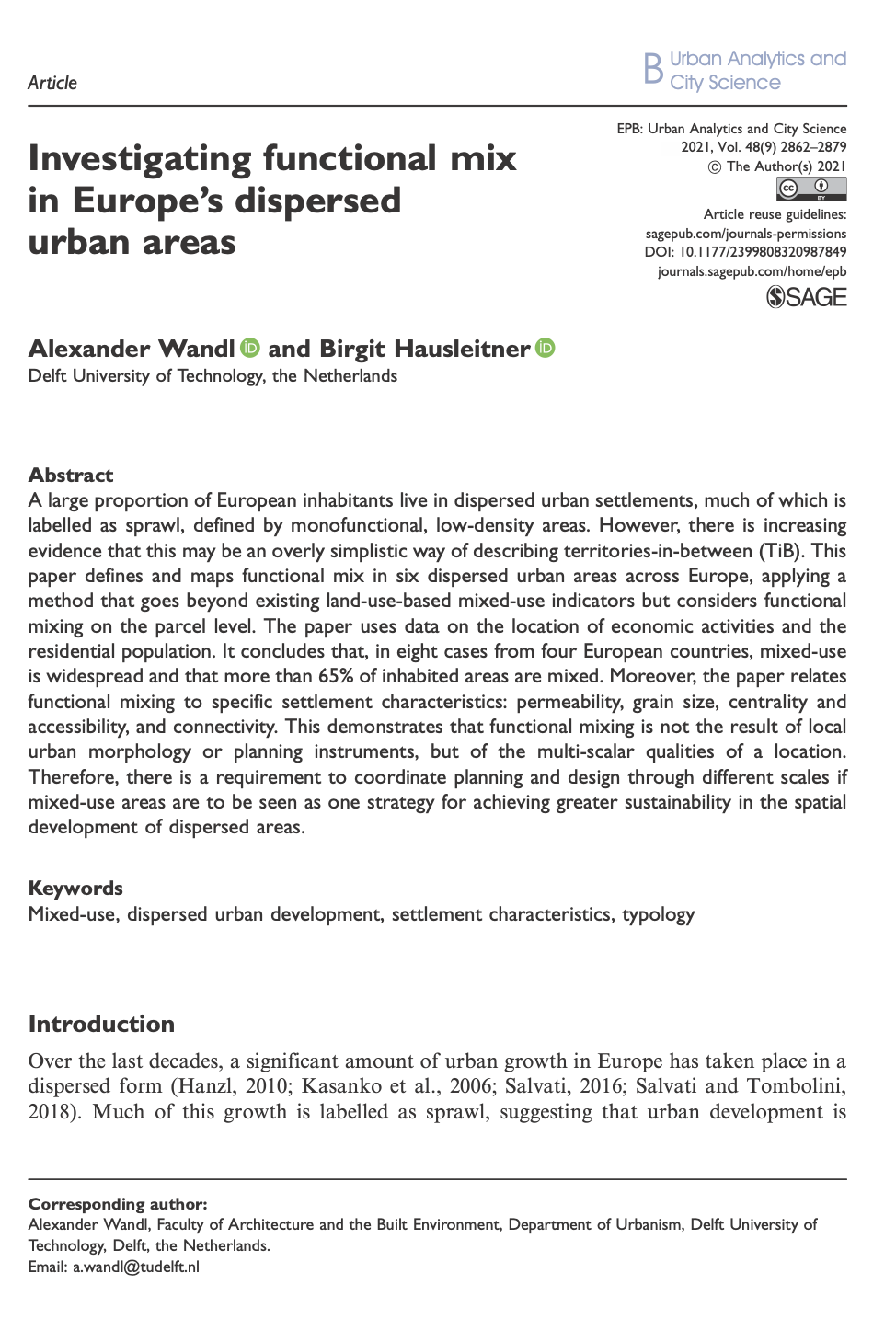 Investigating functional mix in Europe's dispersed urban areas - Urban ...